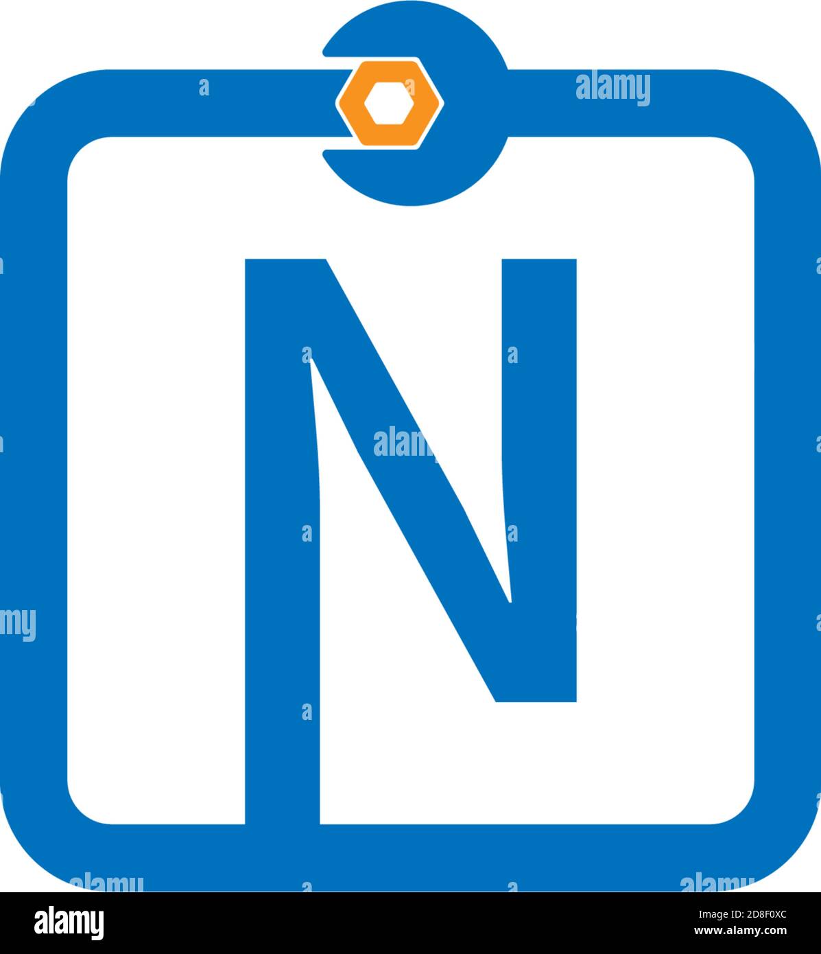 Letter N logo icon forming a wrench and bolt design concept Stock ...