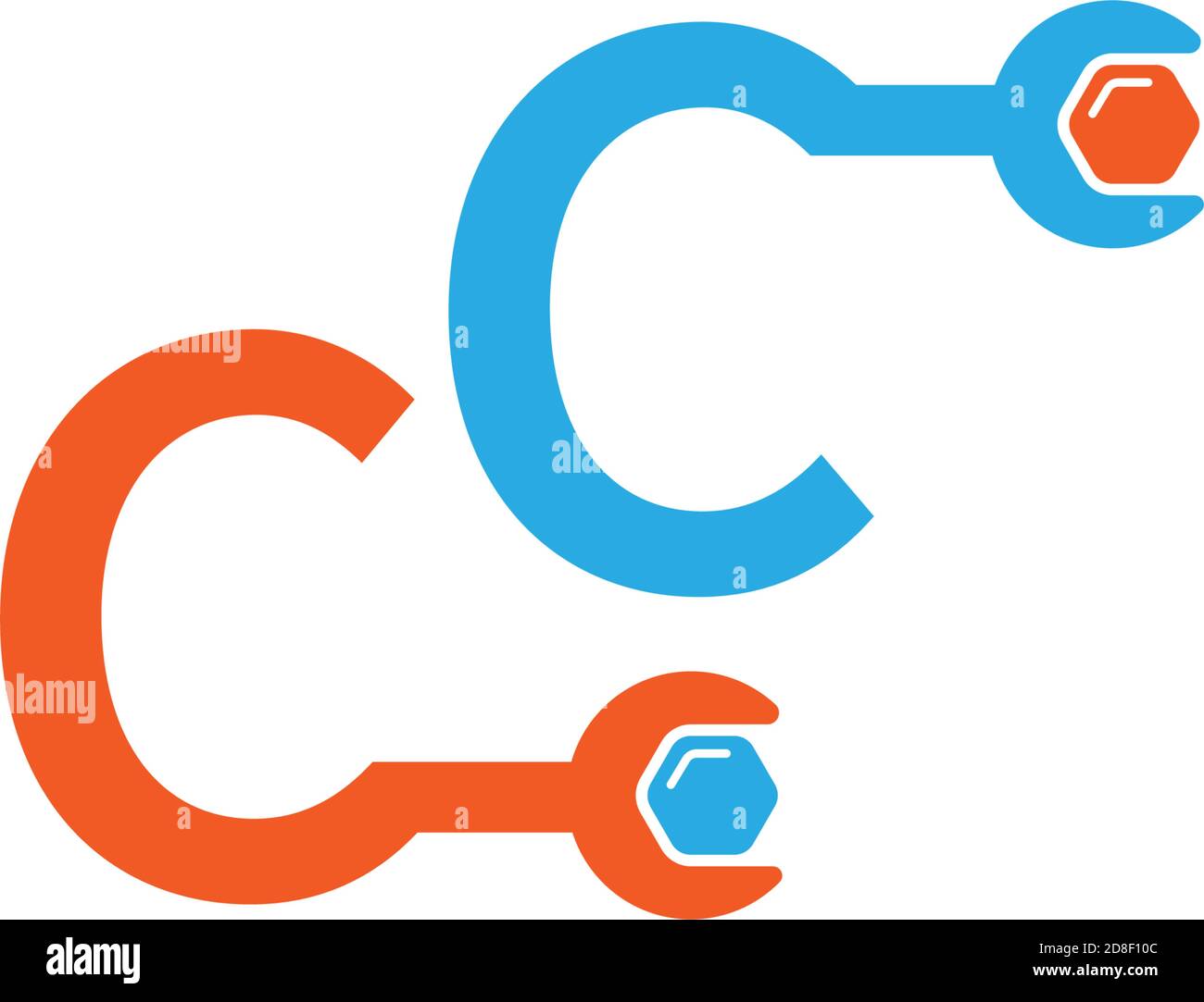 Letter C logo icon forming a wrench and bolt design concept Stock ...