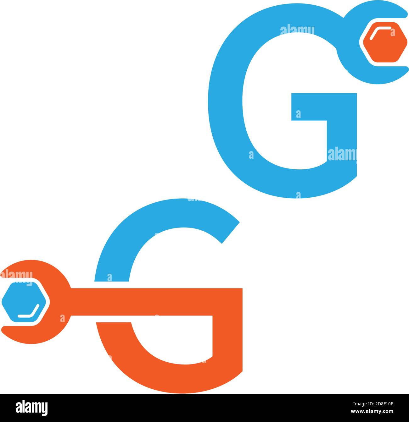 Letter G logo icon forming a wrench and bolt design concept Stock ...