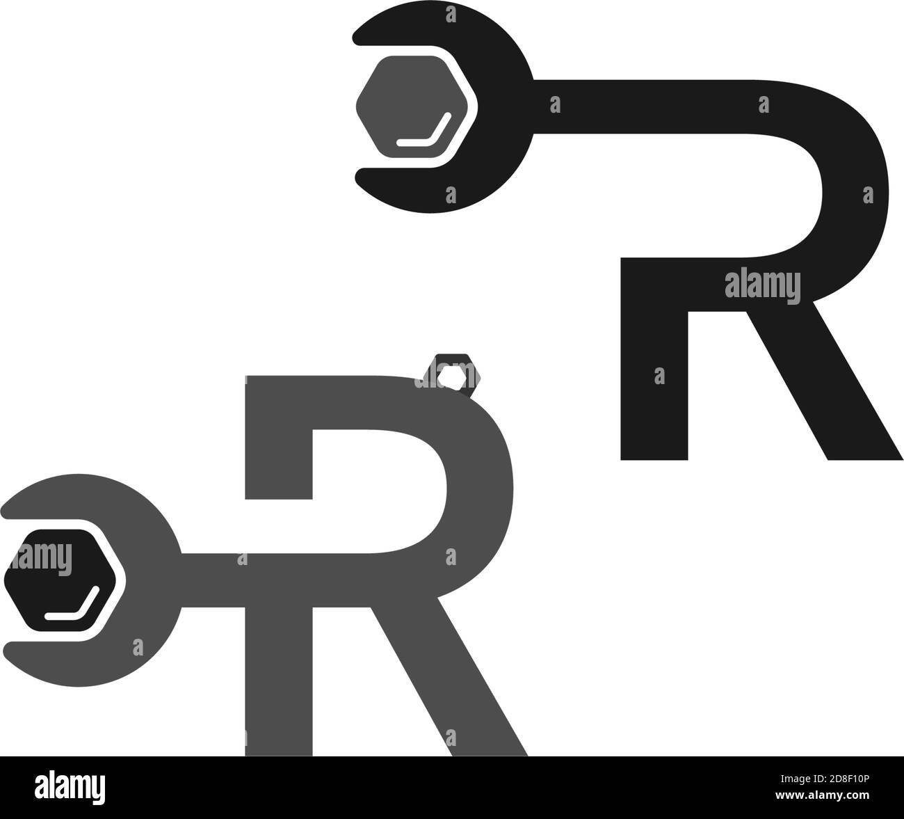 Letter R logo icon forming a wrench and bolt design concept Stock ...
