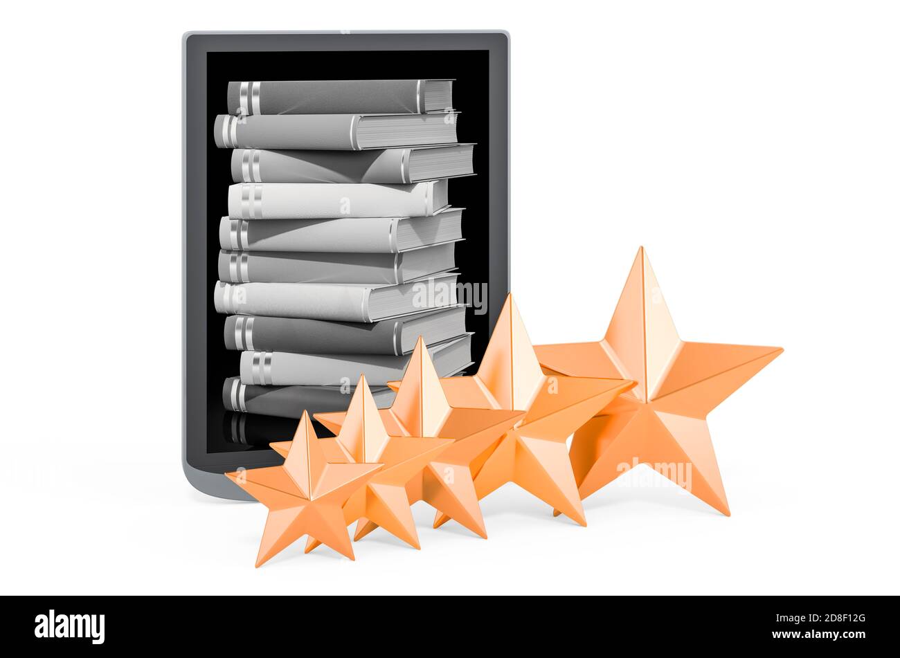 Customer rating of e-book reader, concept. 3D rendering isolated on ...