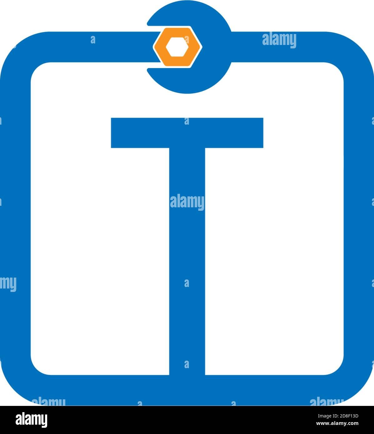 Letter T logo icon forming a wrench and bolt design concept Stock ...