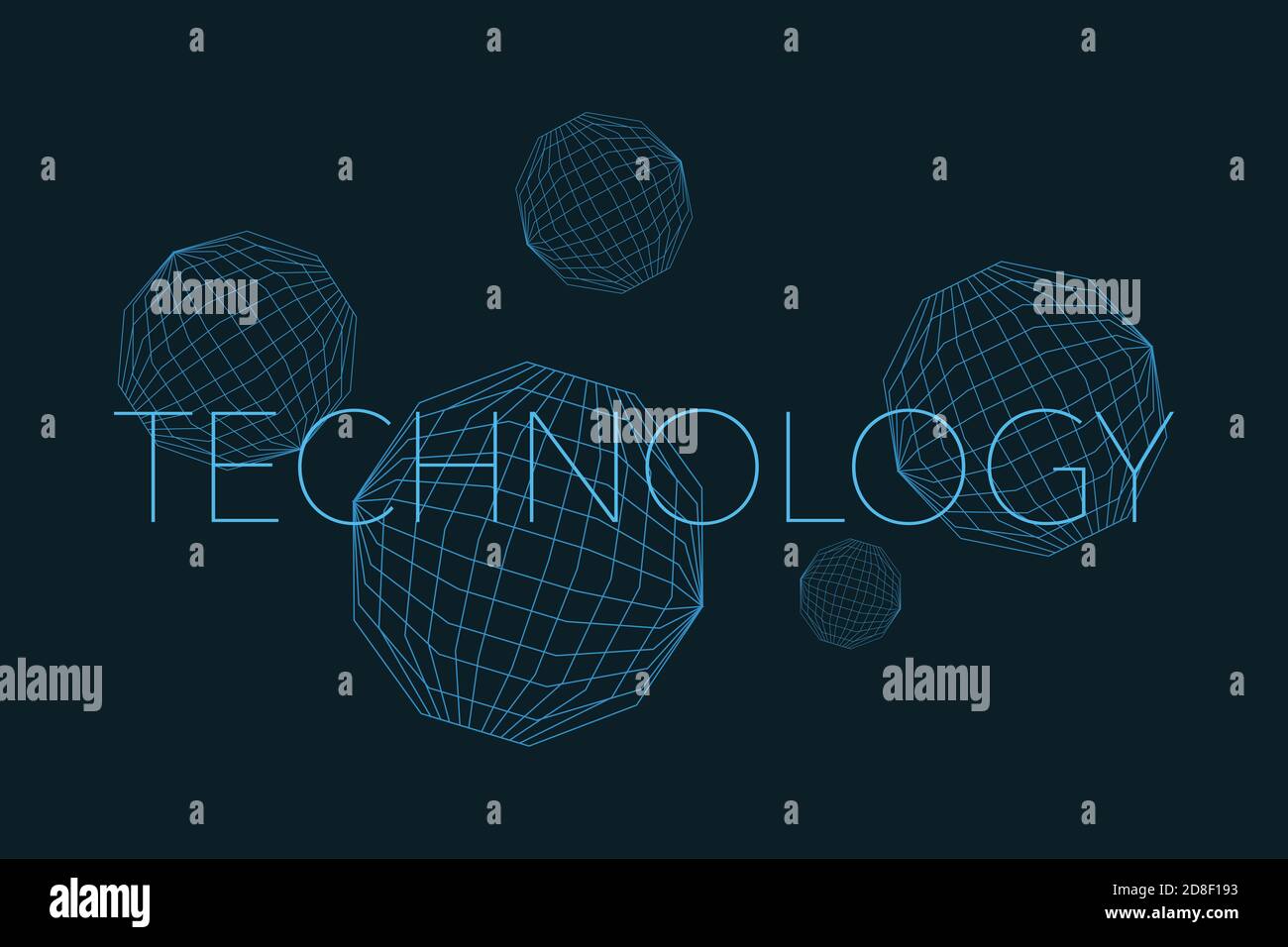 Modern graphic design of a word "Technology" with repeated lines ...