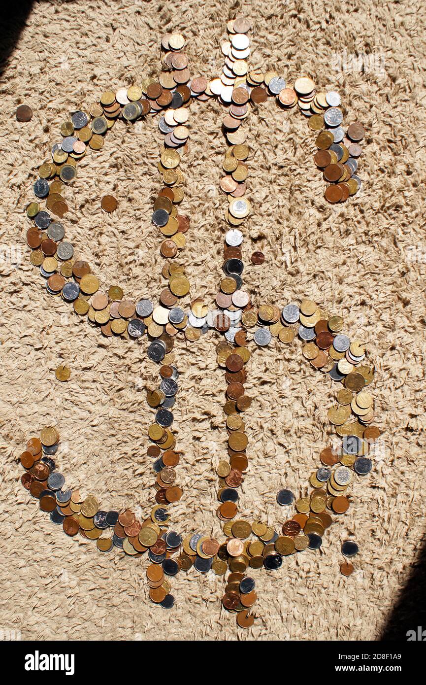 Money symbol made by coins Stock Photo - Alamy