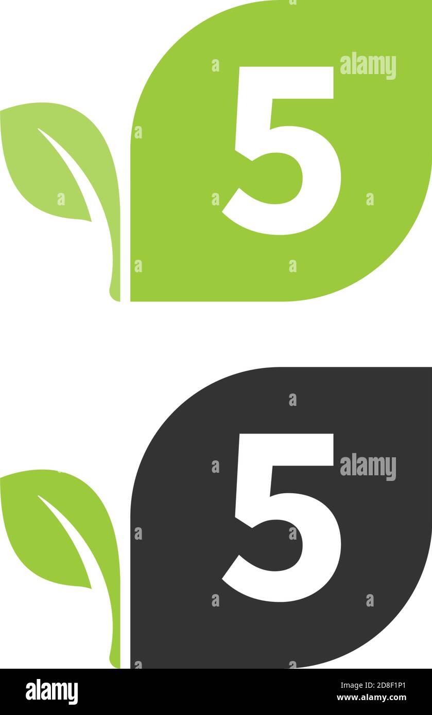 Number 5 logo leaf icon design concept vector Stock Vector Image & Art ...