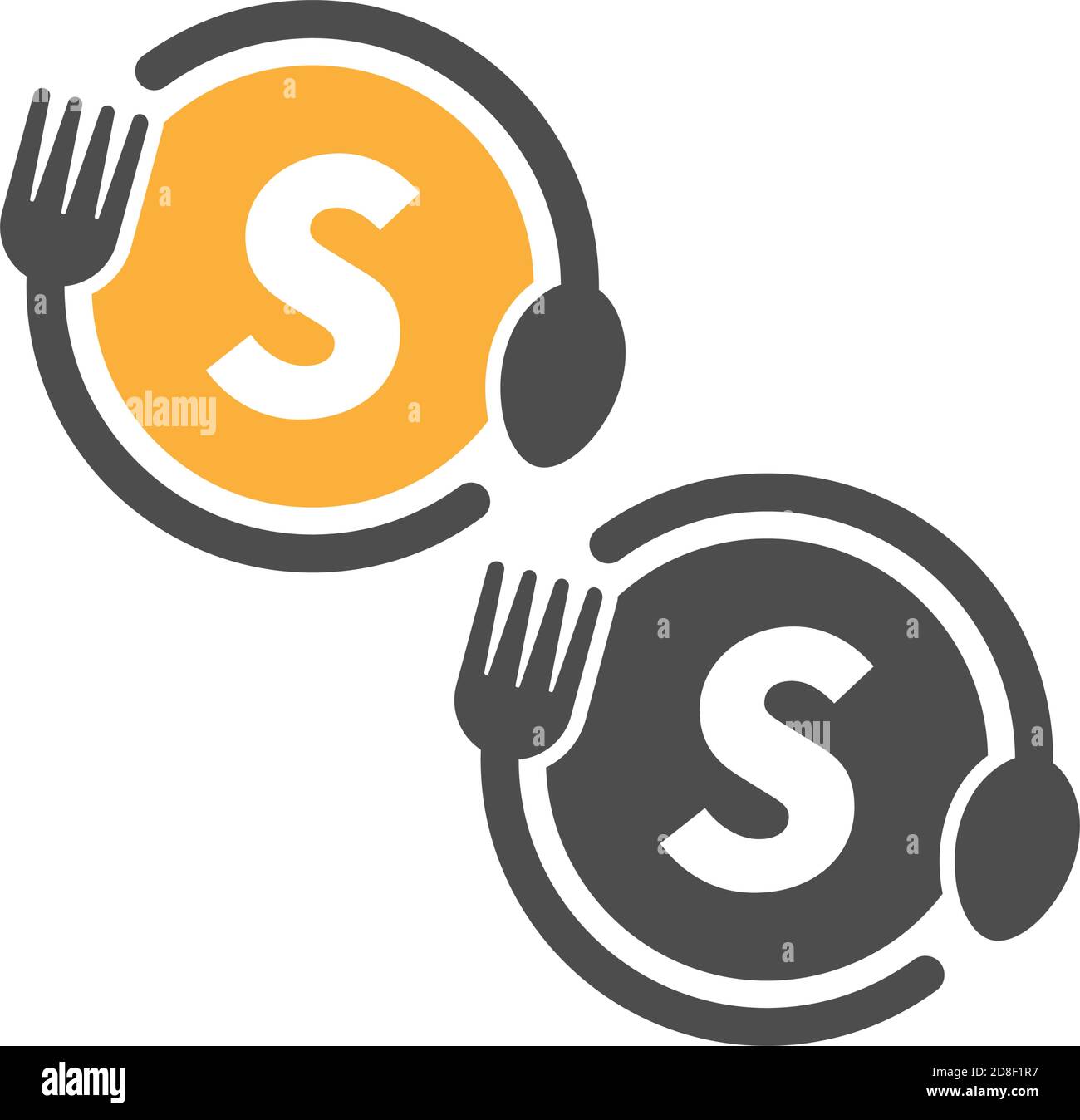 Fork and spoon icon circling letter S logo design concept Stock Vector ...