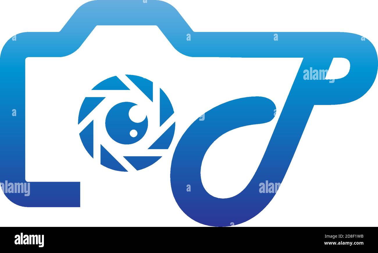 Letter P logo of the photography is combined with the camera icon ...