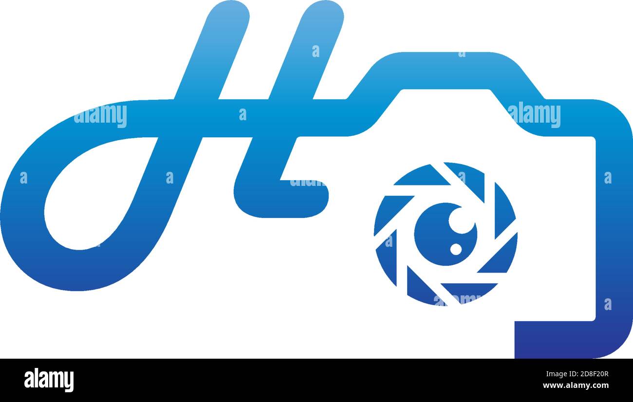 Letter H logo of the photography is combined with the camera icon ...