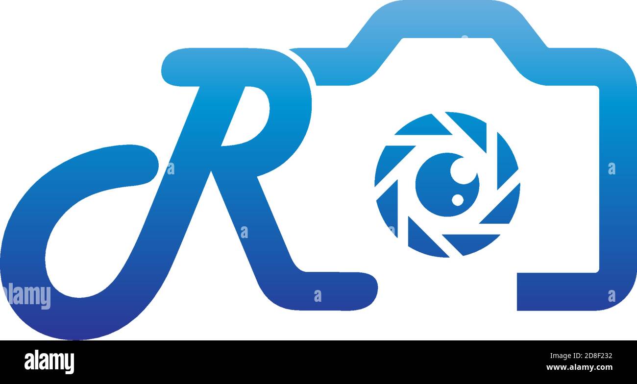 Letter R logo of the photography is combined with the camera icon ...