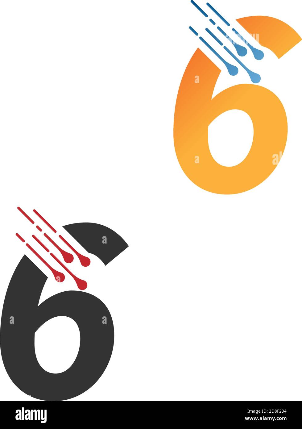 Number 6 simple tech logo with circuit lines style icon template Stock ...