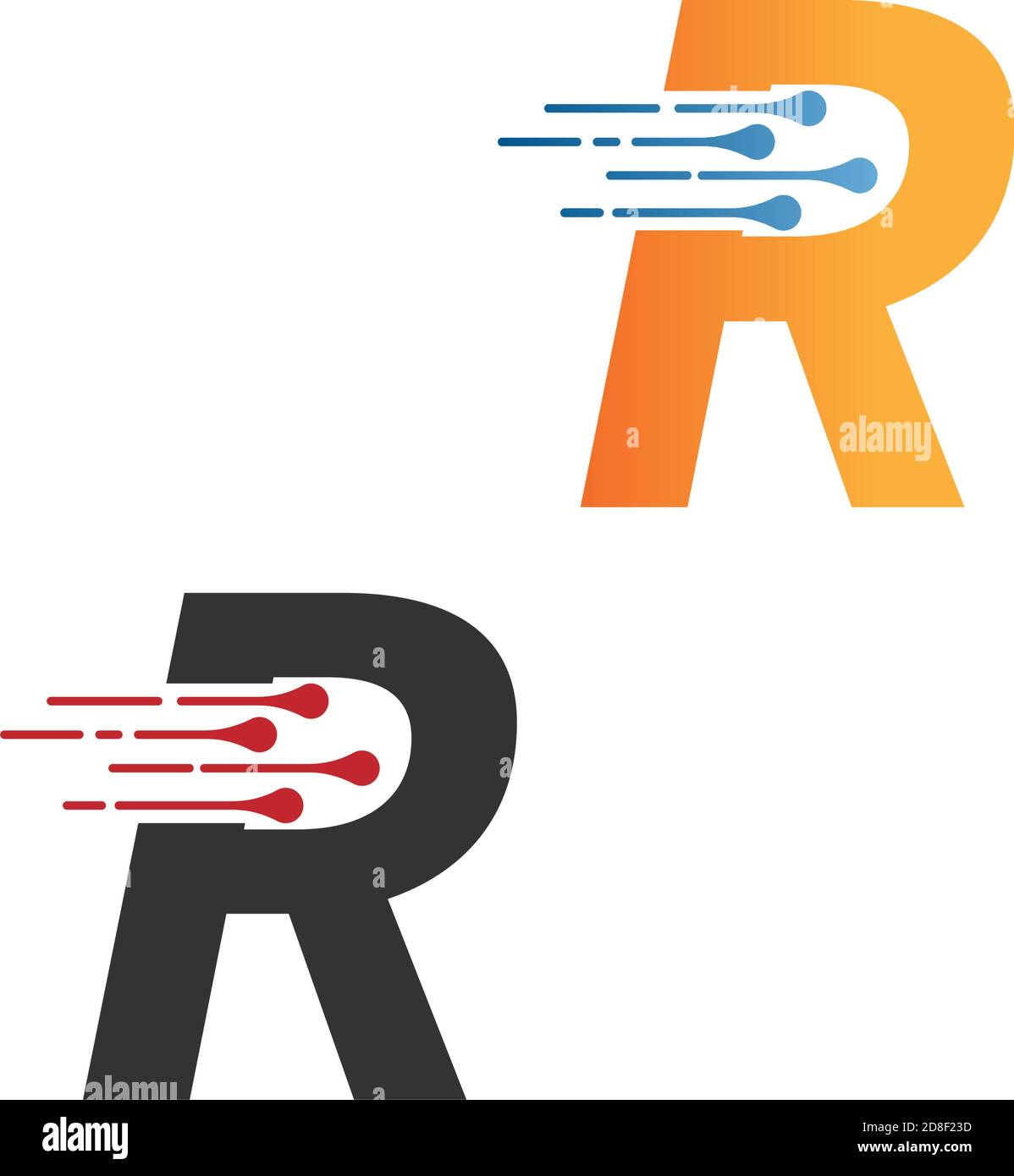 Letter R simple tech logo with circuit lines style icon template Stock ...