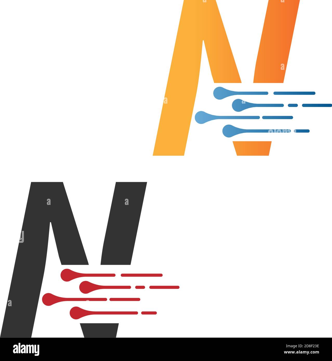 Letter N simple tech logo with circuit lines style icon template Stock ...