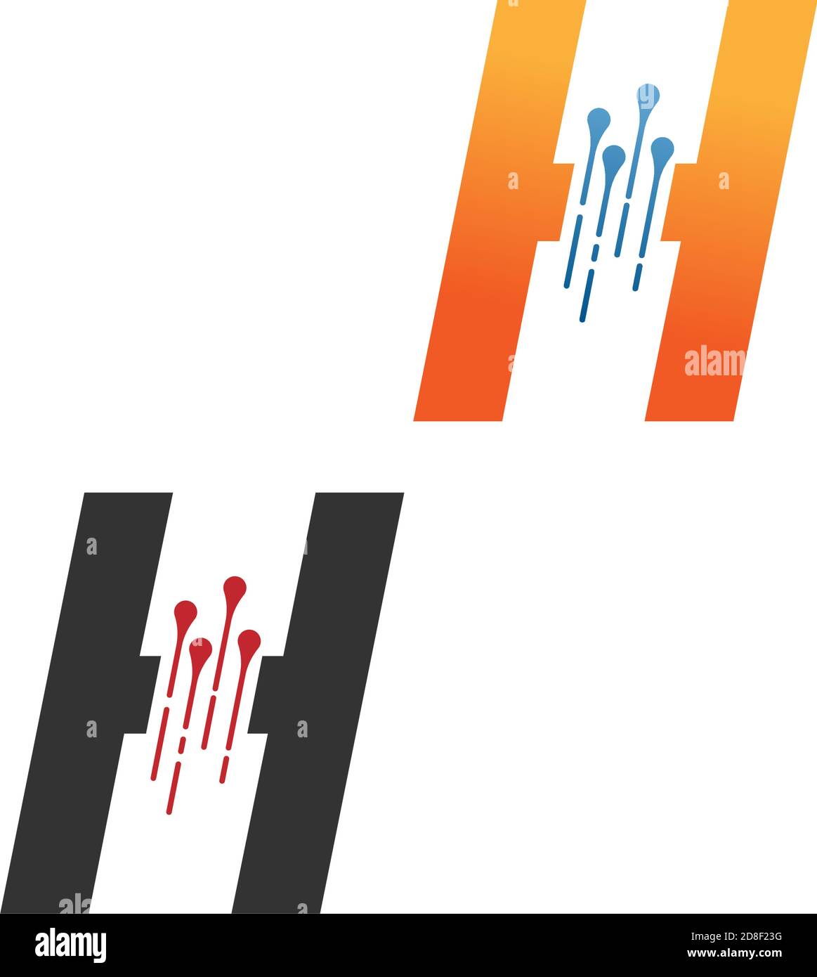 Letter H simple tech logo with circuit lines style icon template Stock ...