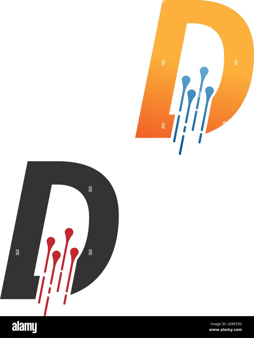 Letter D simple tech logo with circuit lines style icon template Stock ...