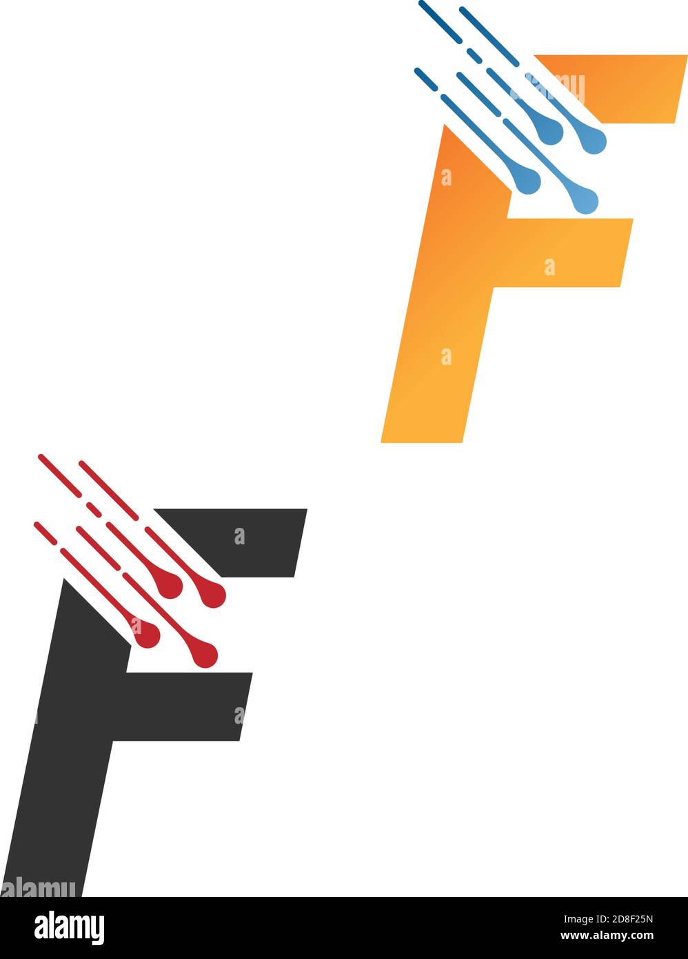Letter F simple tech logo with circuit lines style icon template Stock ...