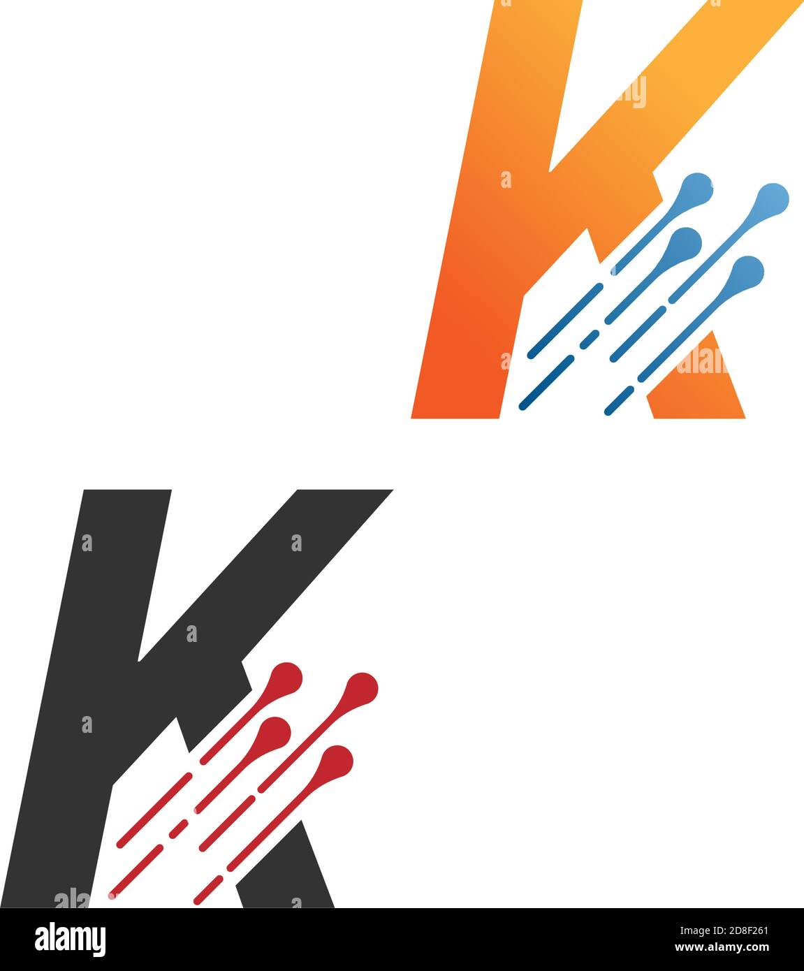 Letter K simple tech logo with circuit lines style icon template Stock ...