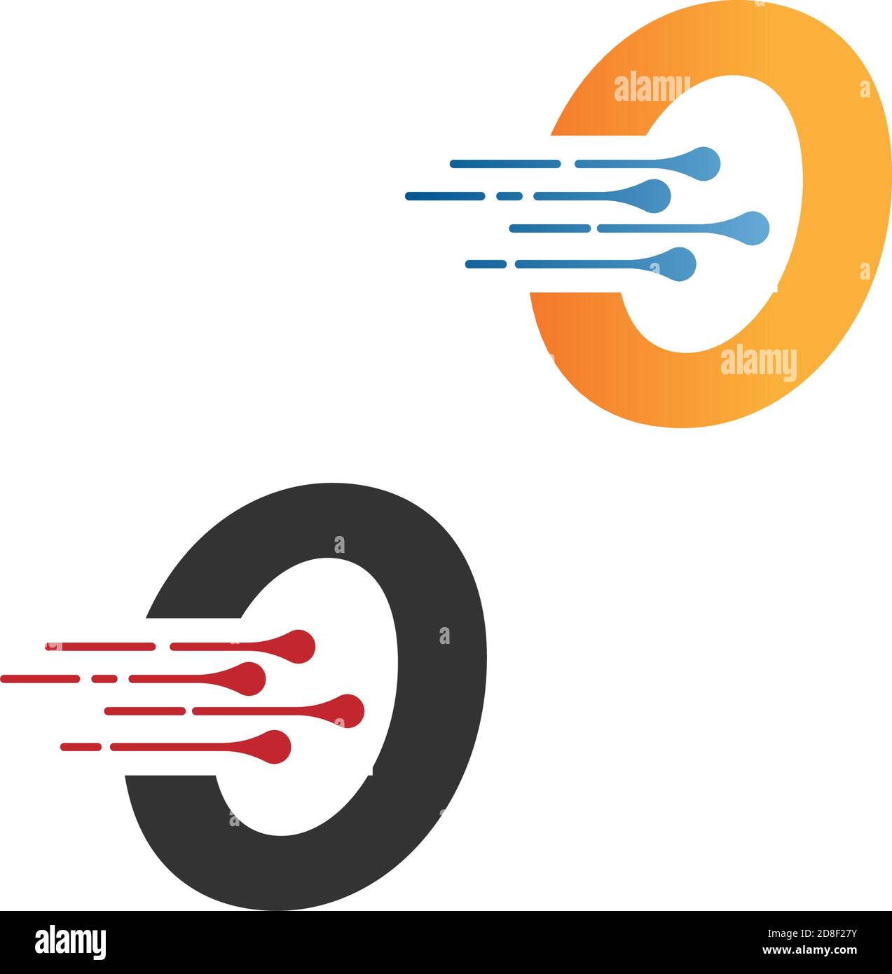 Letter O simple tech logo with circuit lines style icon template Stock ...