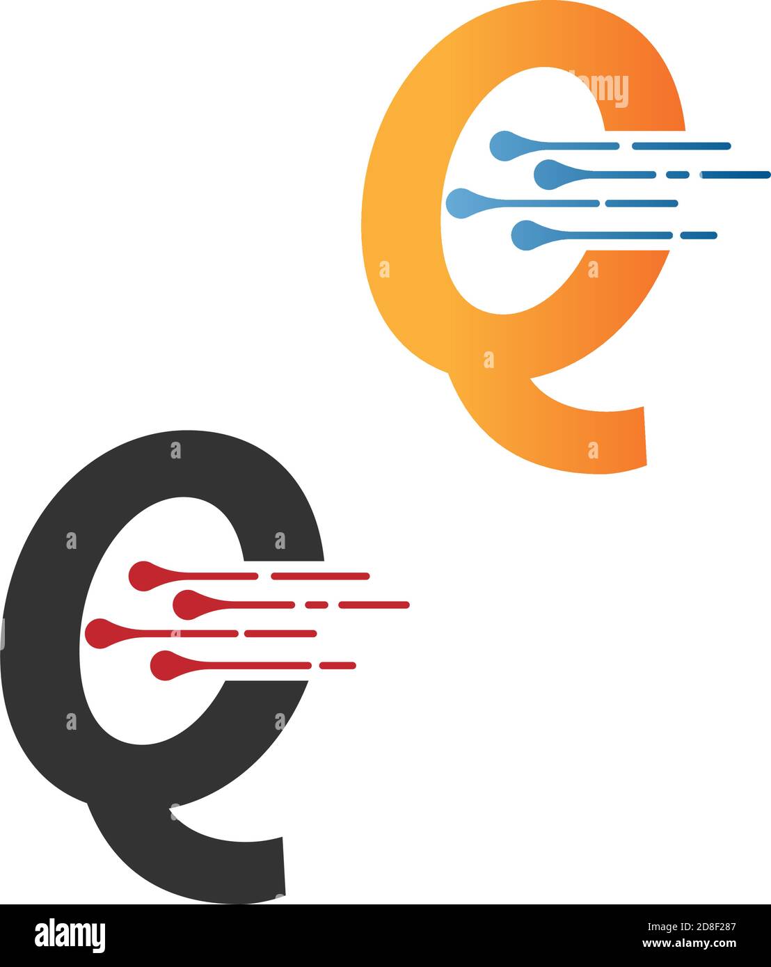 Letter Q simple tech logo with circuit lines style icon template Stock ...