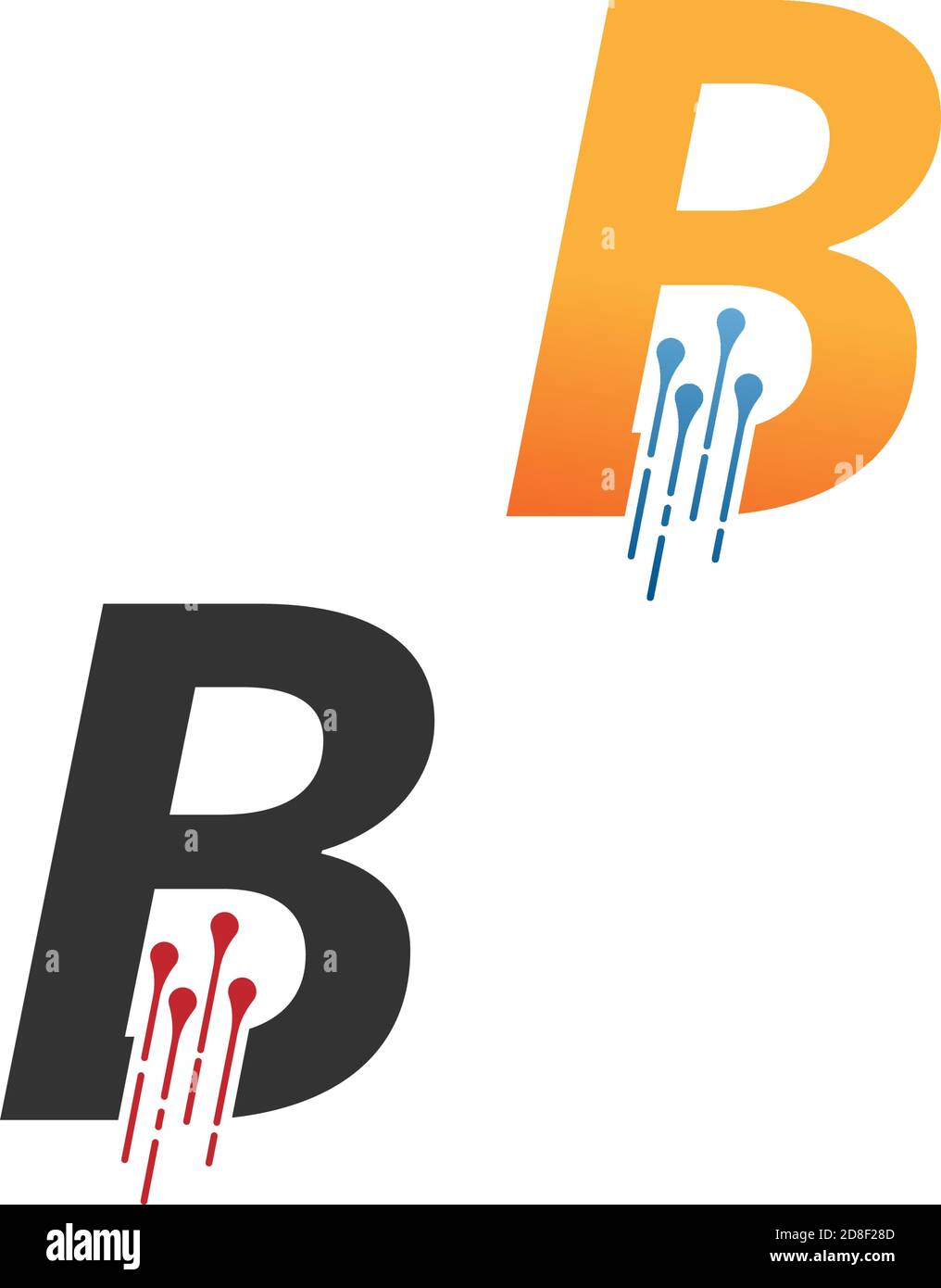 Letter B simple tech logo with circuit lines style icon template Stock ...