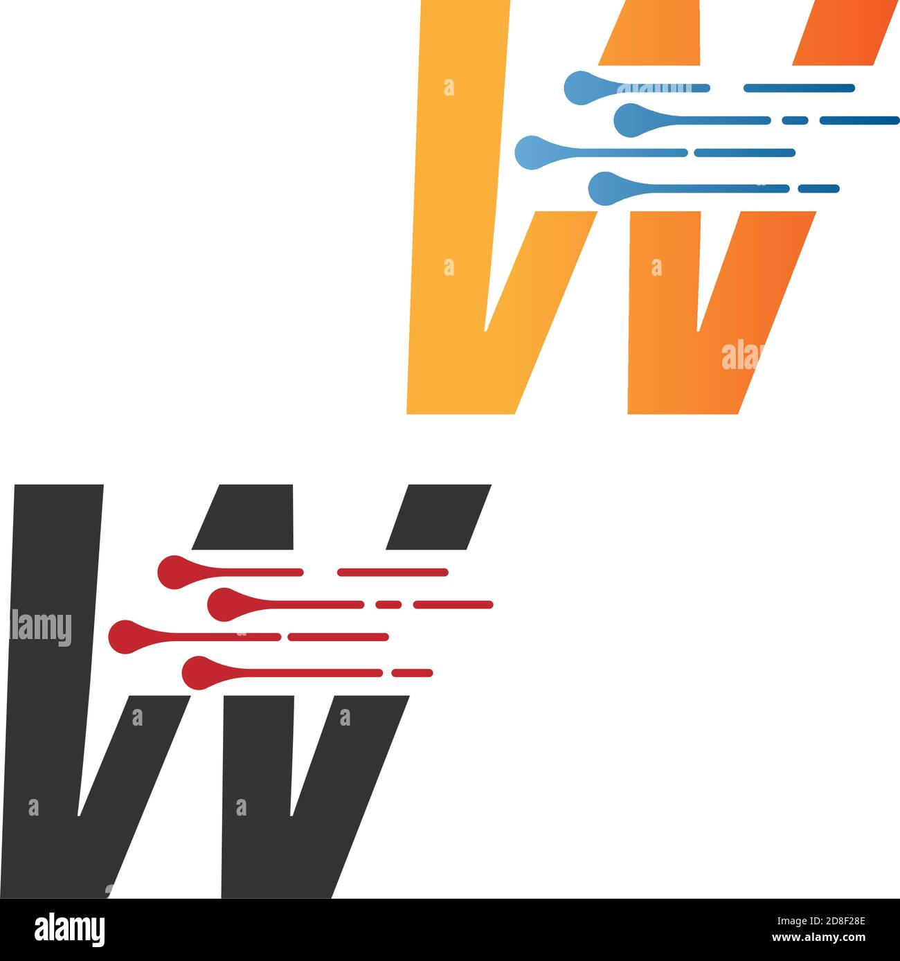 Letter W simple tech logo with circuit lines style icon template Stock ...