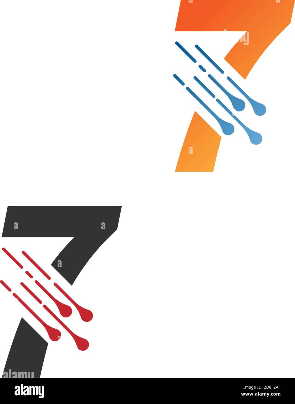 Number 7 simple tech logo with circuit lines style icon template Stock ...