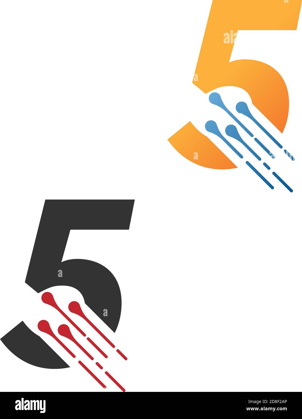 Number 5 simple tech logo with circuit lines style icon template Stock ...