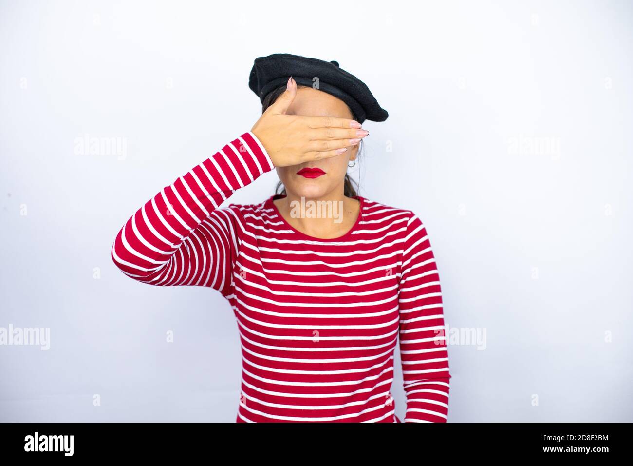 Woman beret stripes hi-res stock photography and images - Alamy