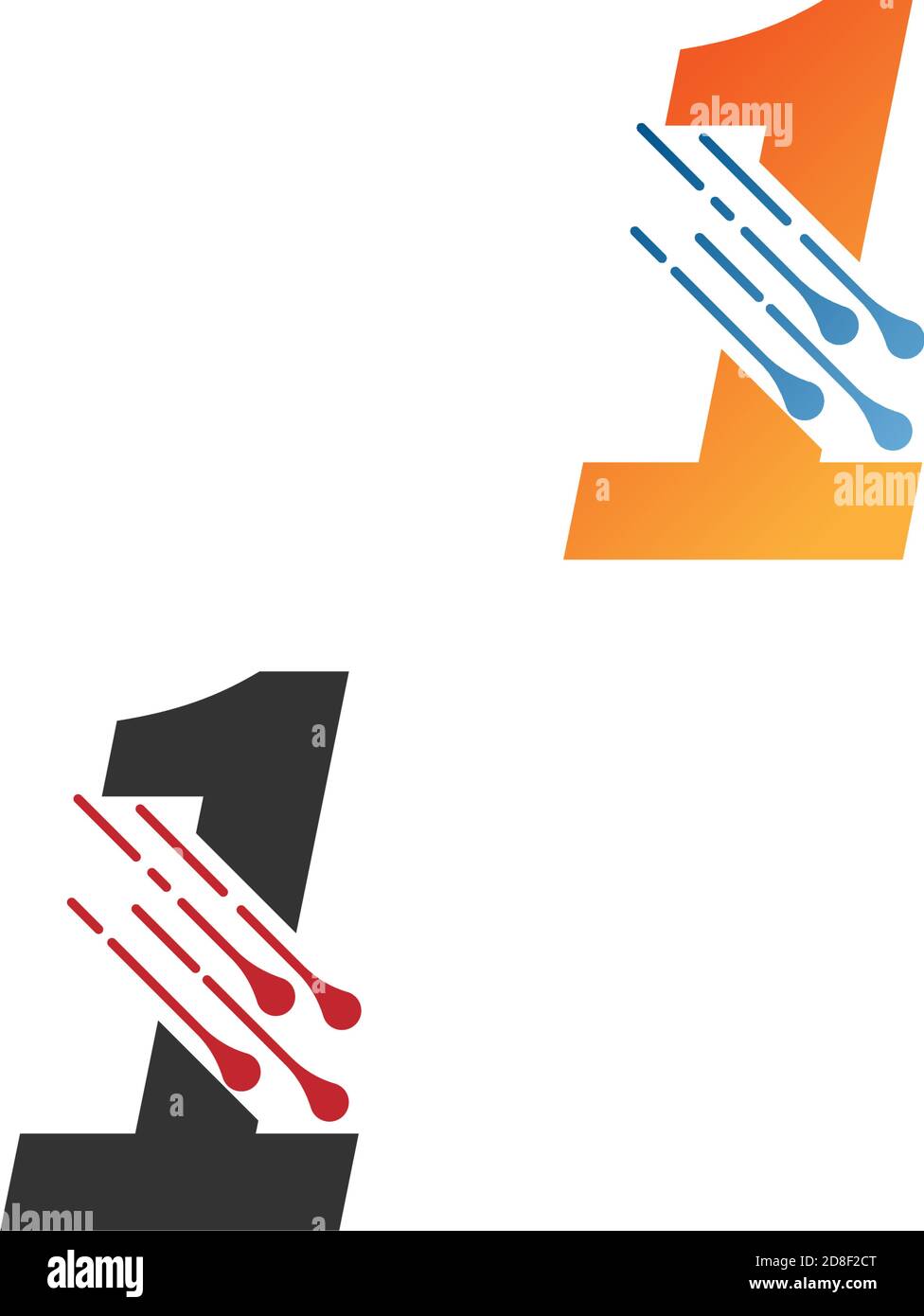 Number 1 simple tech logo with circuit lines style icon template Stock ...