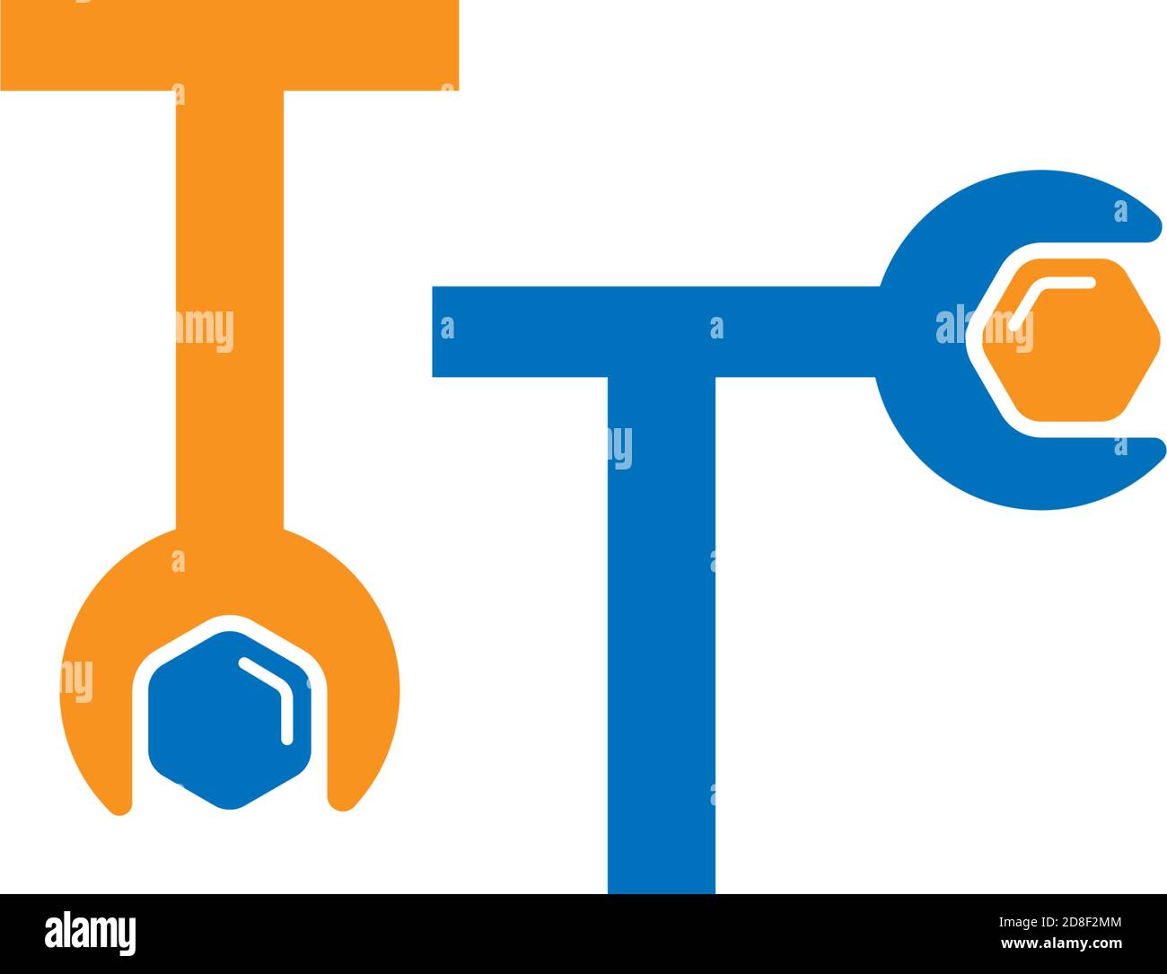 Letter T logo icon forming a wrench and bolt design concept Stock ...