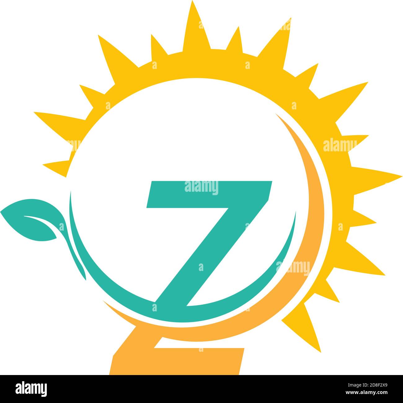Letter Z icon logo with leaf combined with sunshine design concept ...