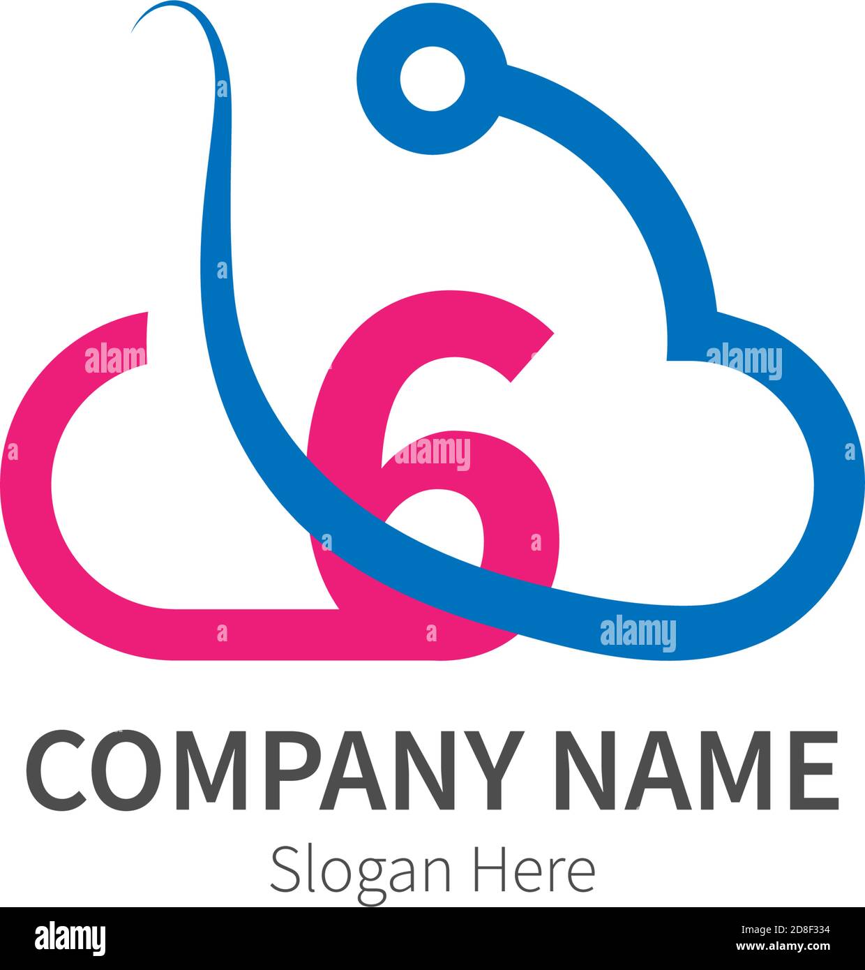 Number 6 combined with cloud technology icon logo illustration Stock ...