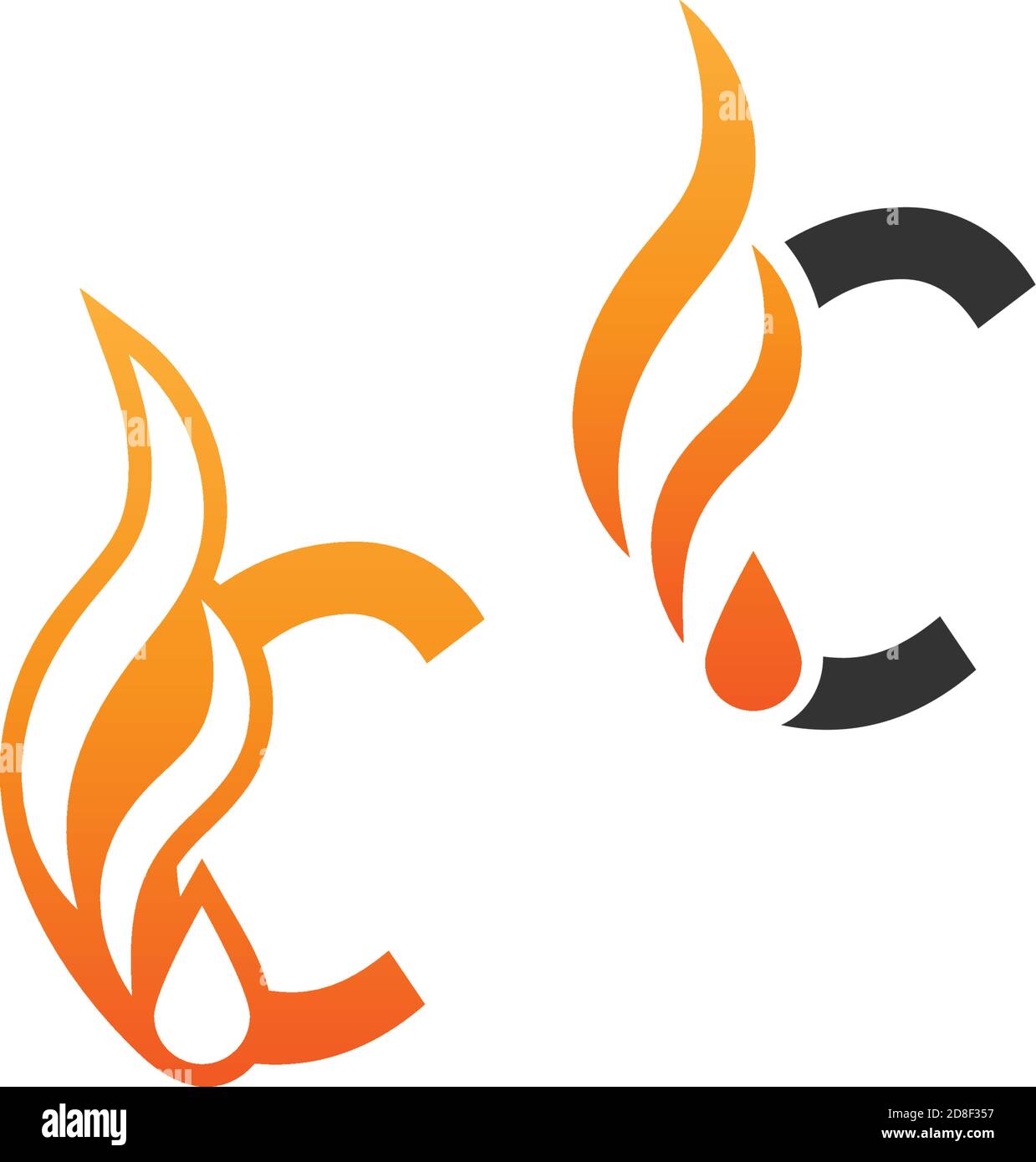 Letter C and fire waves, logo icon concept design template Stock Vector ...