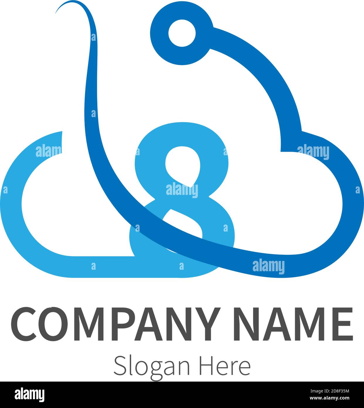 Number 8 combined with cloud technology icon logo illustration Stock ...