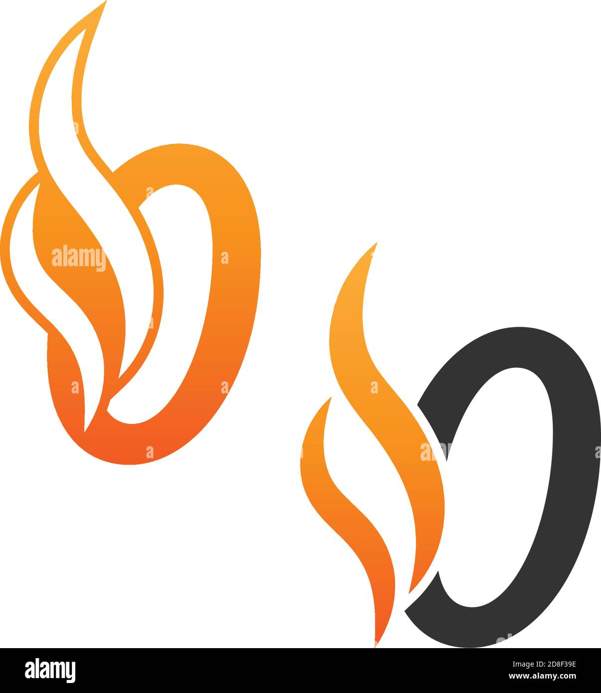 Number 0 and fire waves, logo icon concept design template Stock Vector ...