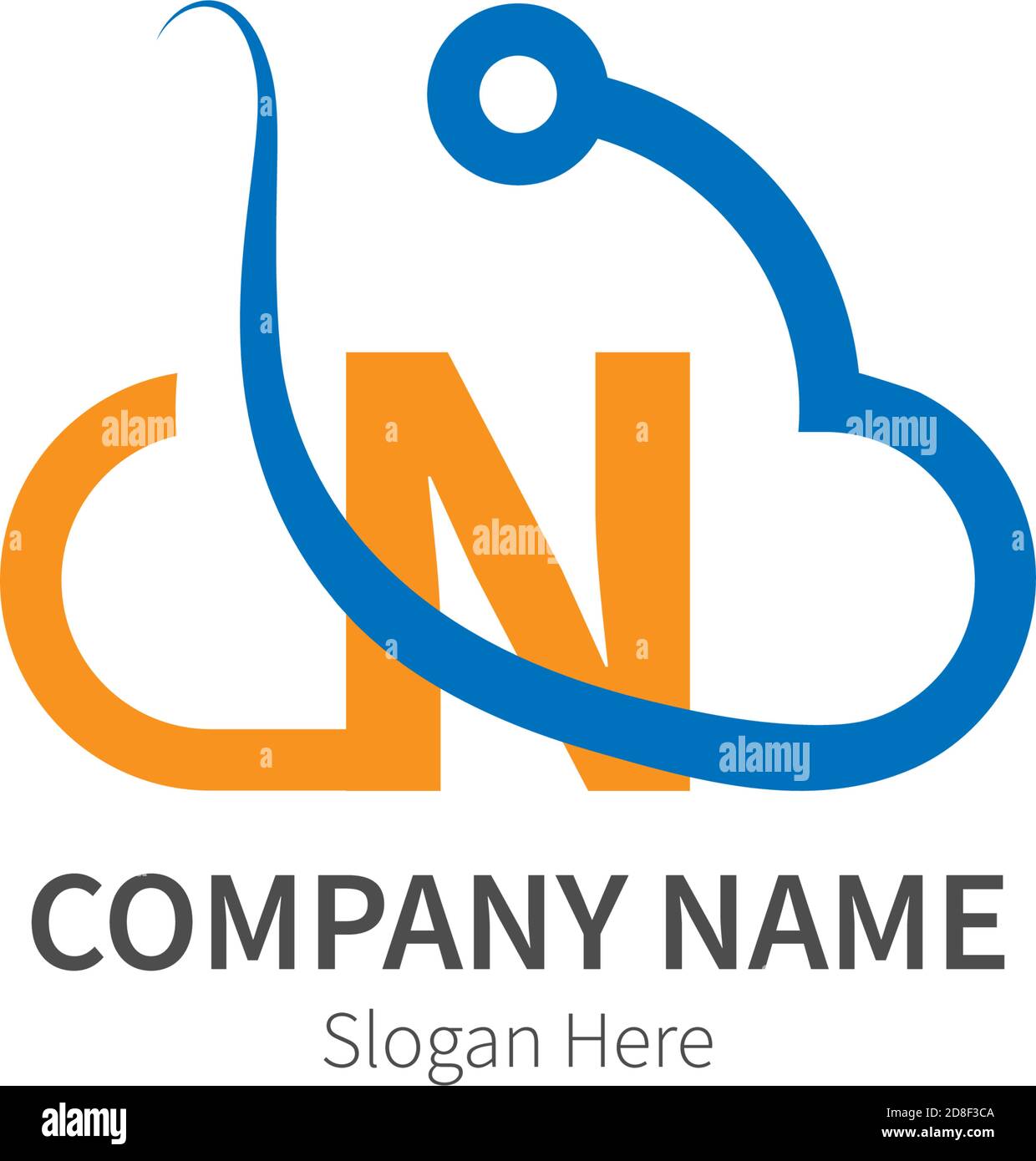Letter N combined with cloud technology icon logo illustration Stock ...