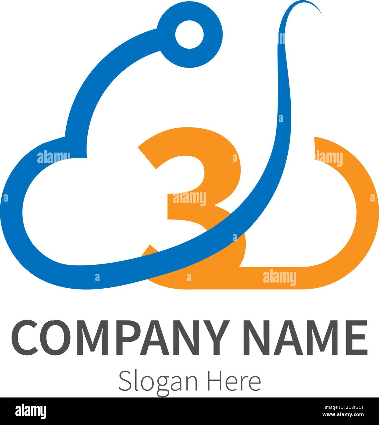 Number 3 combined with cloud technology icon logo illustration Stock ...