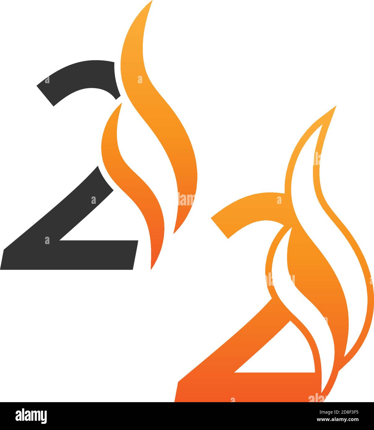 Number 2 and fire waves, logo icon concept design template Stock Vector ...