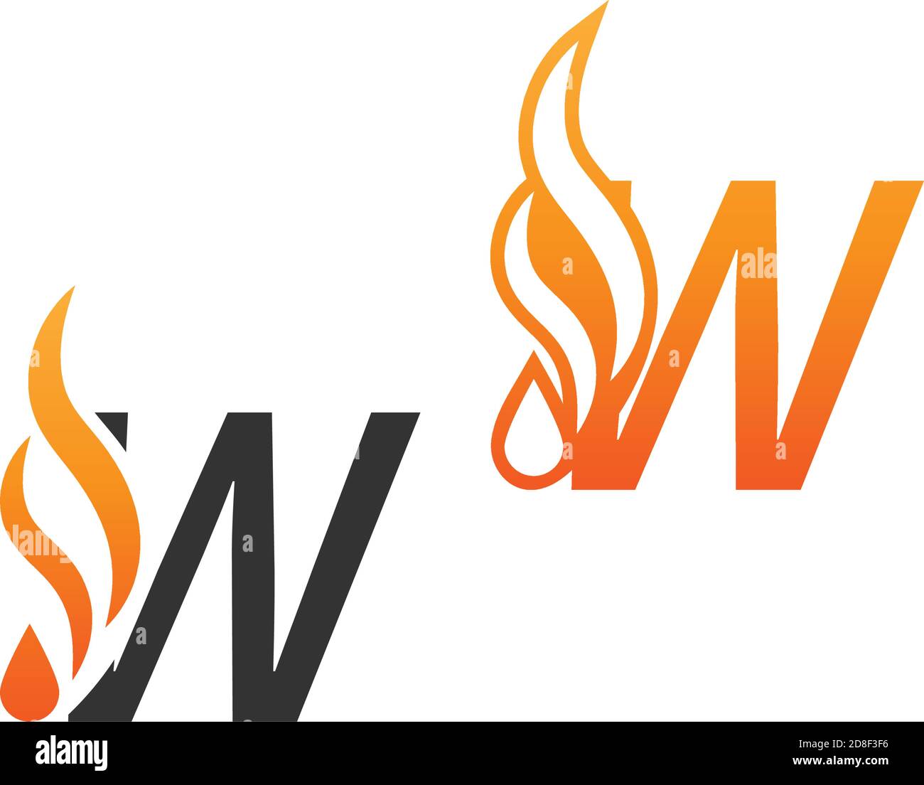 Letter W and fire waves, logo icon concept design template Stock Vector ...