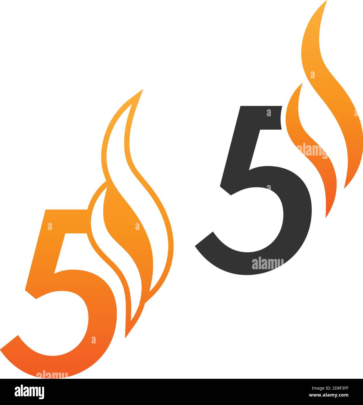 Number 5 and fire waves, logo icon concept design template Stock Vector ...