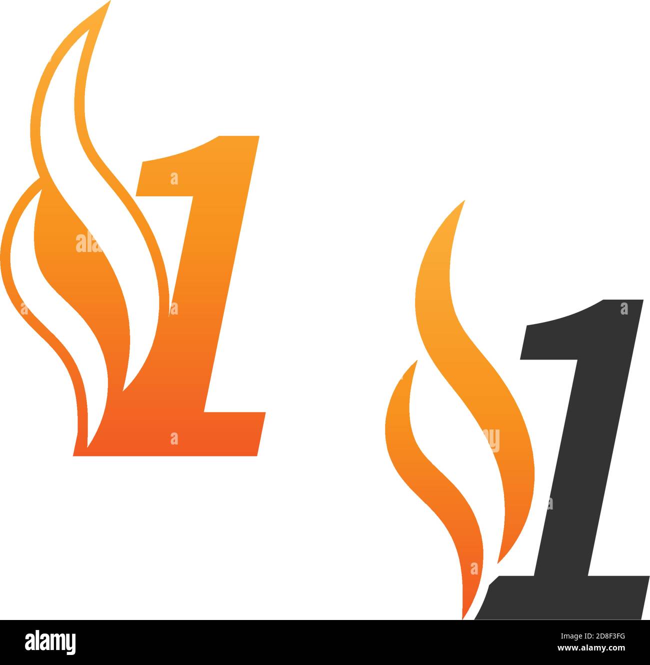 Number 1 and fire waves, logo icon concept design template Stock Vector ...