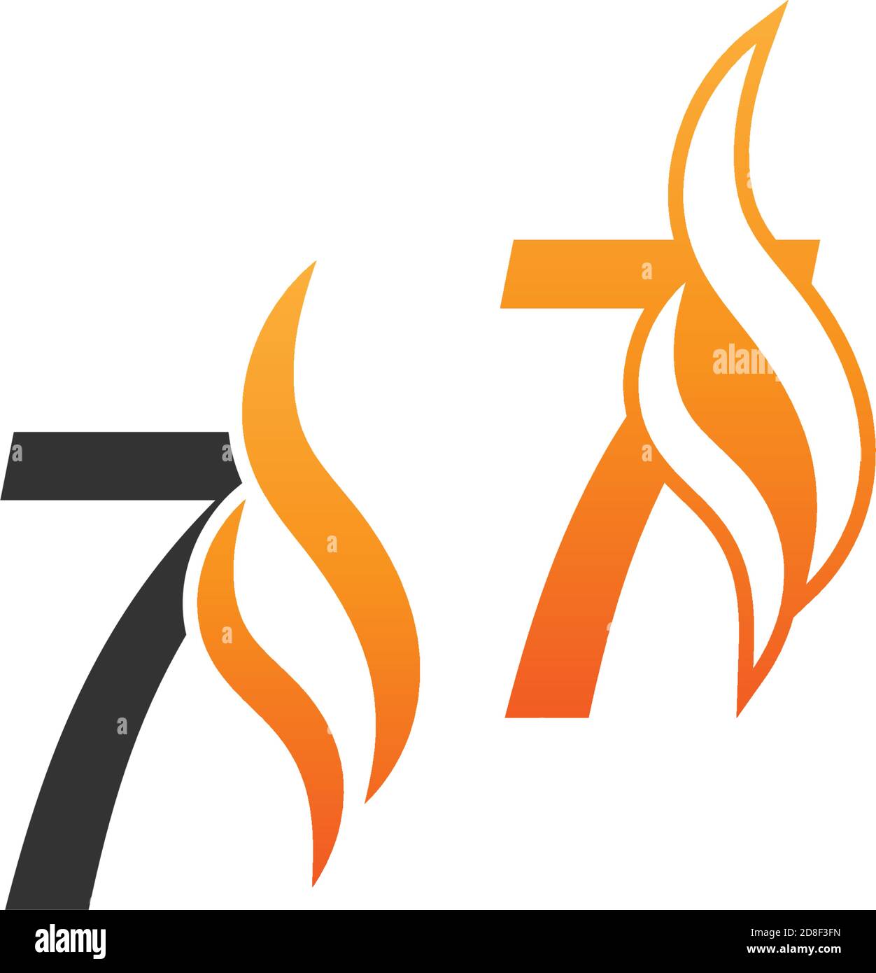 Number 7 and fire waves, logo icon concept design template Stock Vector ...