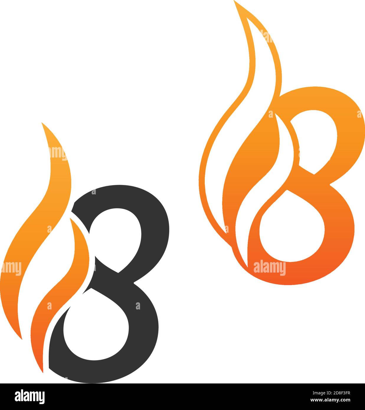 Number 8 and fire waves, logo icon concept design template Stock Vector ...