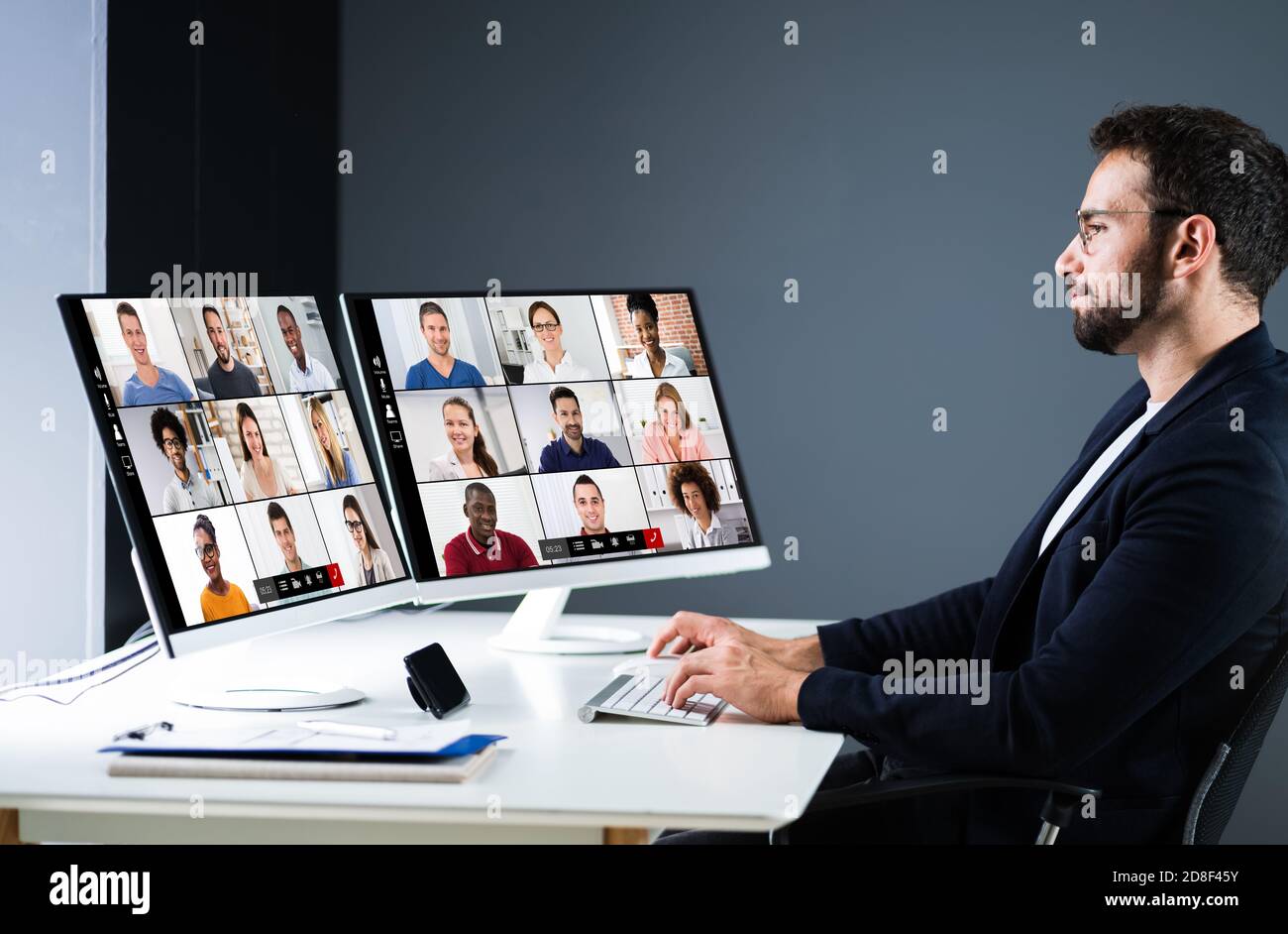 Online Video Conference Interview Meeting. Conferencing Webinar Stock ...