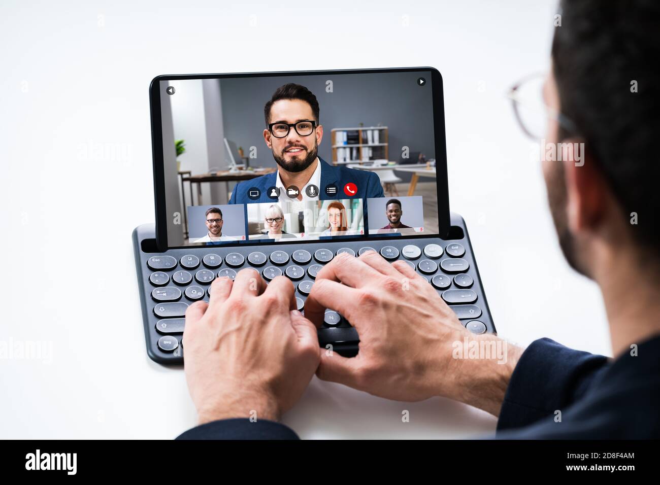 Online Interview Video Conference Call Or Business Webinar Stock Photo ...