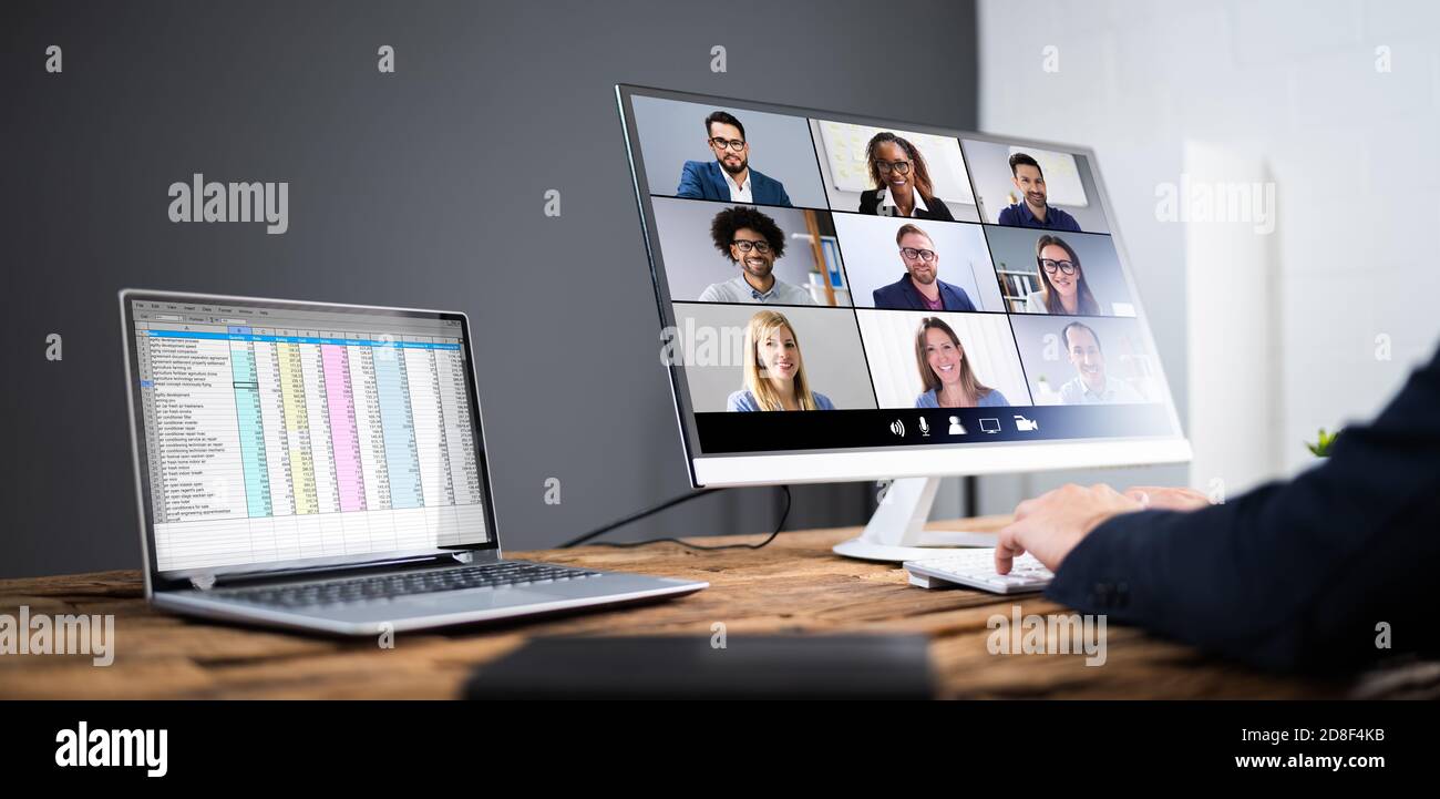 Online Video Conference Interview Meeting. Conferencing Webinar Stock ...