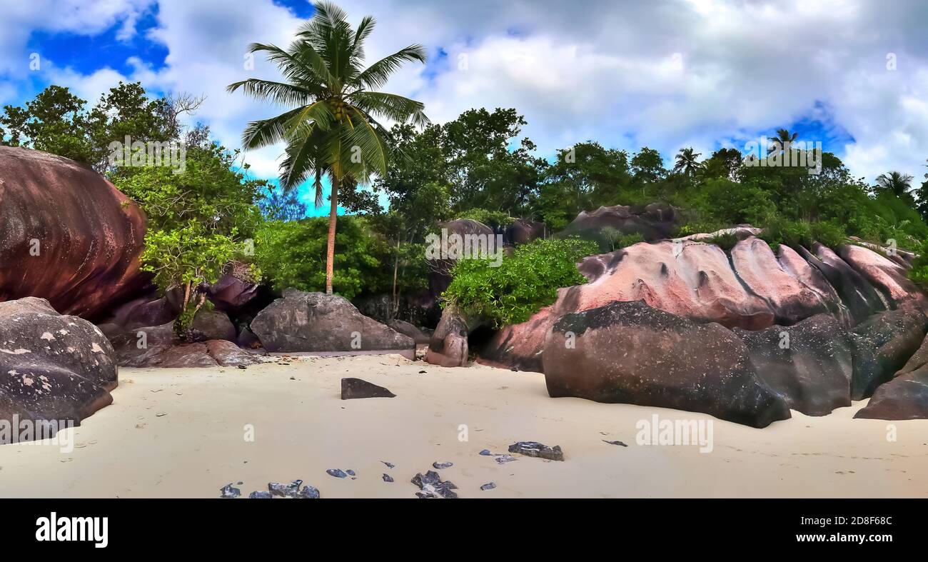 Stunning high resolution beach panorama taken on the paradise islands ...