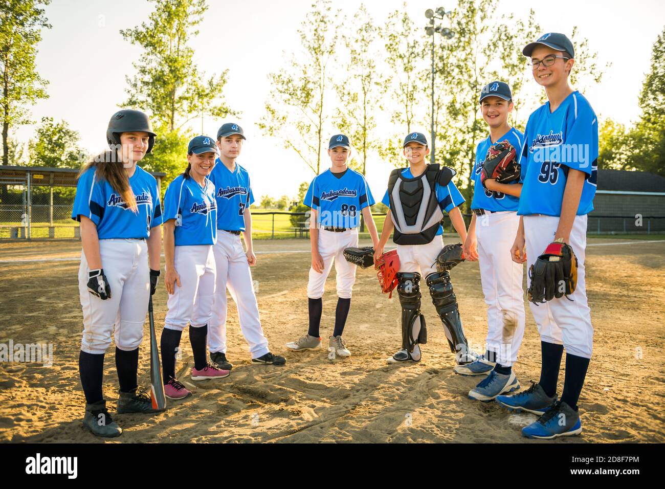 Group of baseball players standing together on the playground Stock ...