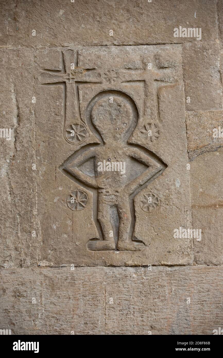 Early Christian relief on the exterior walls at Jvari church in ...