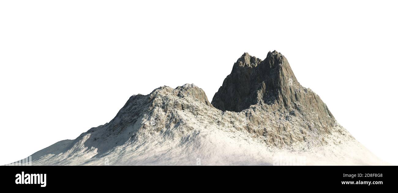 Snowy mountains Isolate on white background 3d illustration Stock Photo ...