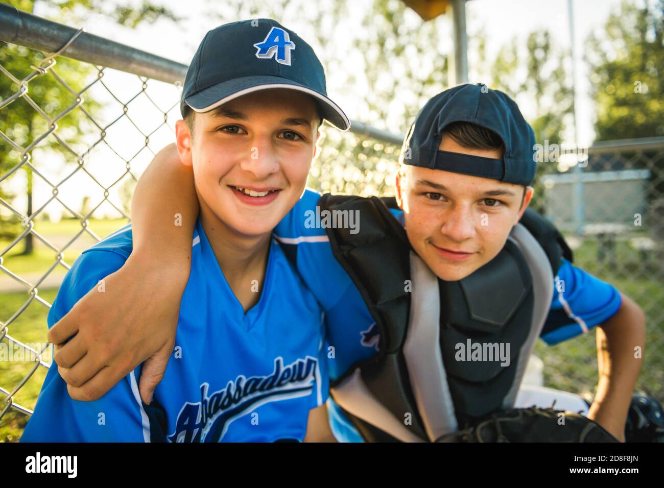 Group of baseball players standing together on the playground Stock ...